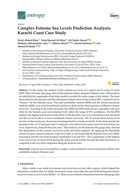 Pdf Complex Extreme Sea Levels Prediction Analysis Karachi Coast