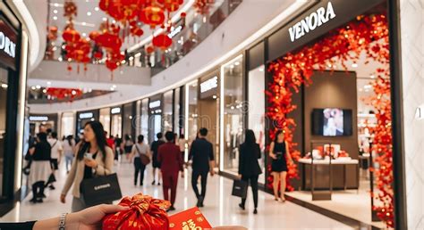 Chinese New Year Celebration In A Modern Shopping Mall Editorial