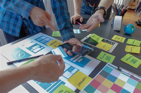 Mobile Application Development Team Is Studying And Designing Ux Ui System To Display And Color