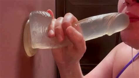 Amateur Bouncing Tits Tease While Sucking Dildo