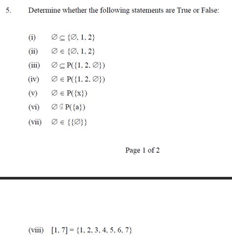 Solved Determine Whether The Following Statements Are Chegg