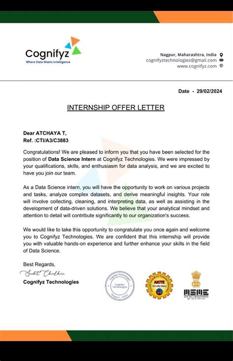 Atchayadharshini T On Linkedin Cognifyz Cognifyztech