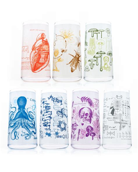 Vintage Science Drinking Glasses Set Of 7 Cognitive Surplus