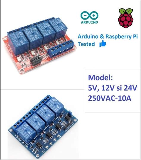 Modul Cu 4 Relee 5v 12v Si 24v Optocuplor Ttl Releu Arduino Auto Arm Modul Cu 4 Relee 5v 12v Si 24v Optocuplor Ttl Releu Arduino Auto Arm