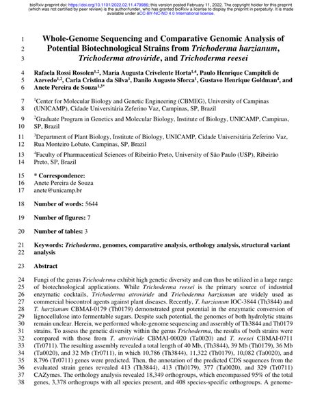 Pdf Whole Genome Sequencing And Comparative Genomic Analysis Of