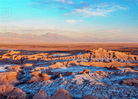 Valle De La Luna Valley Of The Moon At Sunset Near San Pedro De Atacama Elevated View