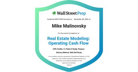 Real Estate Modeling Operating Cash Flow • Mike Malinovsky • Wall Street… Michael Malinovsky Mba