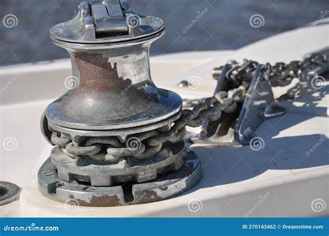 Anchor Windlass Yacht Stock Image 65701423