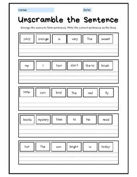 Unscramble The Sentences By Staar Shop Tpt