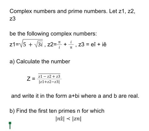 complex numbers and prime numbers let z1 z2 z3 be