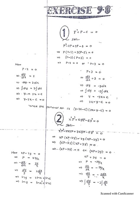 Solution Exercise 9 8non Liner Differential Equation Order One