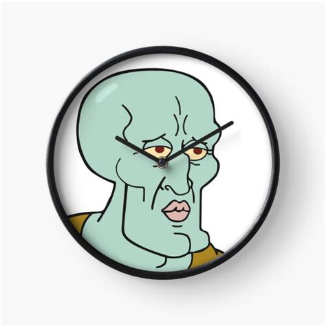 Handsome Squidward Meme 7452 Wall Clock 12 Inch Funny Mantel And Tabletop Art Decor For Home