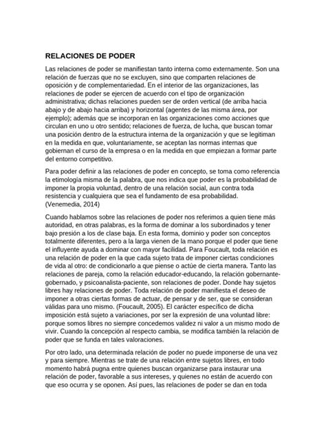 Relaciones De Poder Pdf Educación En Artes Liberales Psicología
