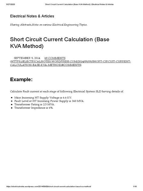 Short Circuit Current Calculation Base Kva Method Pdf Transformer