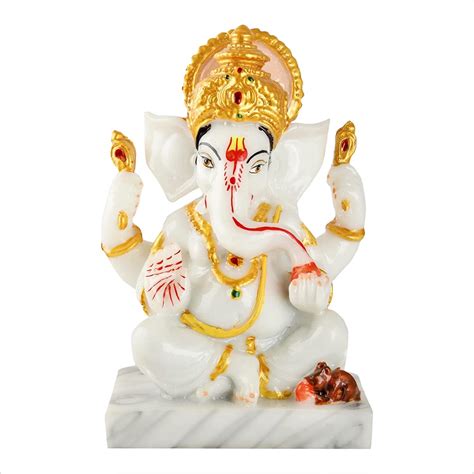 Marble Dust Ganesh Idol Ganpati Decorative Statue Ganesh Ji Murti For Puja Room Ganesh