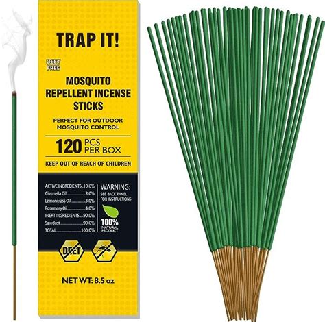 Trap It Mosquito Repellent Outdoor Patio 120 Pcs Natural Plant Based Citronella Oil Incense
