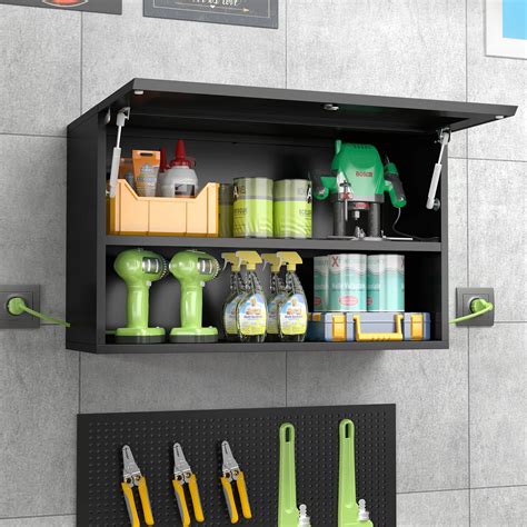 Metal Wall Storage Cabinets With Lock Garage Hanging Tool
