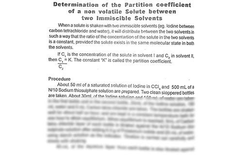 Solution Physical Chemistry Experiment Determination Of The