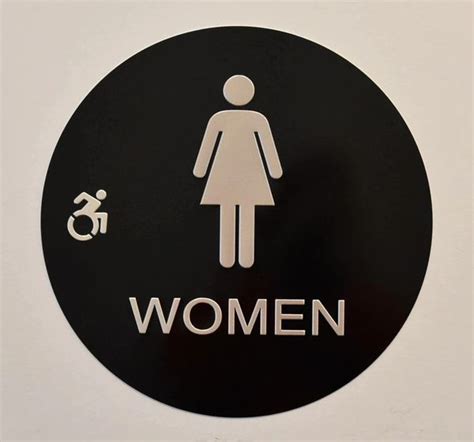 Women Accessible Restroom Sign Silver Aluminum Signs 12 Inch