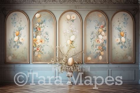 Easter Room Digital Backdrop Whimsical Pastel Easter Themed Wall