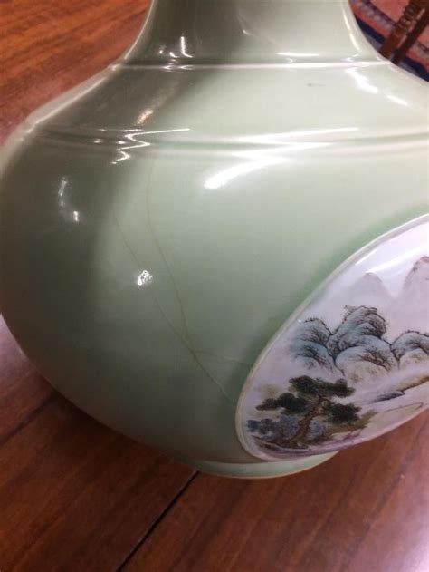 Sold Price Large Chinese Famille Vert Porcelain Vase Qianlong Six Character Blue Seal Mark