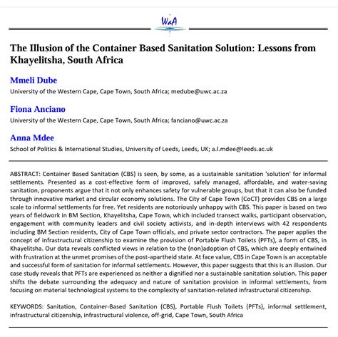 The Illusion Of The Container Based Sanitation Solution Politics And