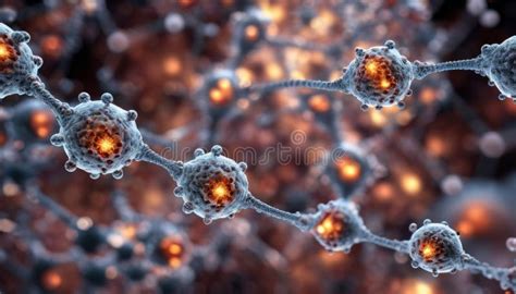 A 3d Image Of A Cell With Orange And Yellow Lights Stock Illustration