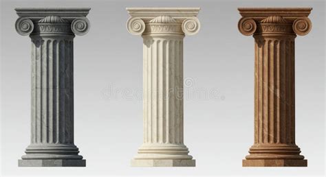 Three Classical Stone Columns In Grey Beige Brown Stock Illustration