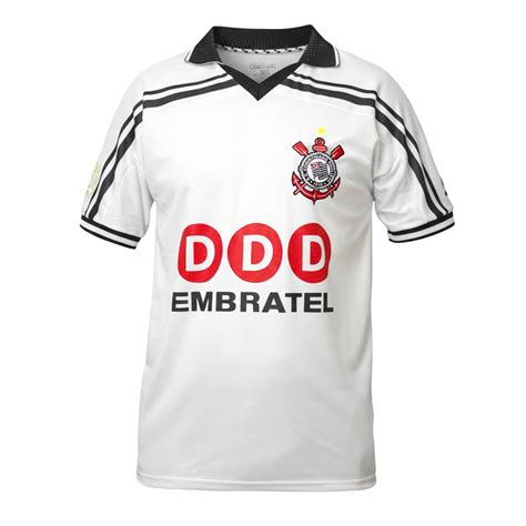 Camisa Corinthians Polo Retrô 1998 Bi Campeão Brasileiro Masculino