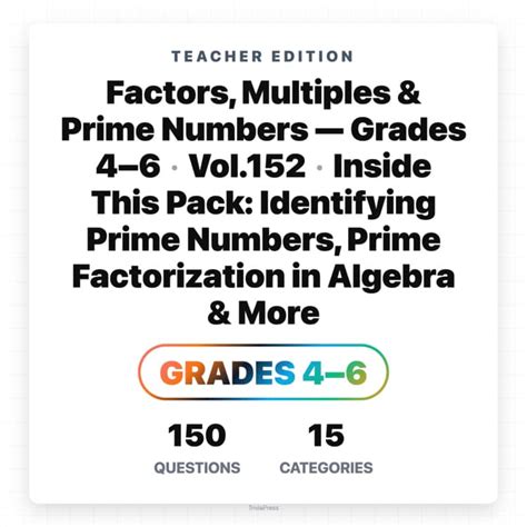 Basic Operations Identifying Prime Numbers Grades 46 By Trivia Press