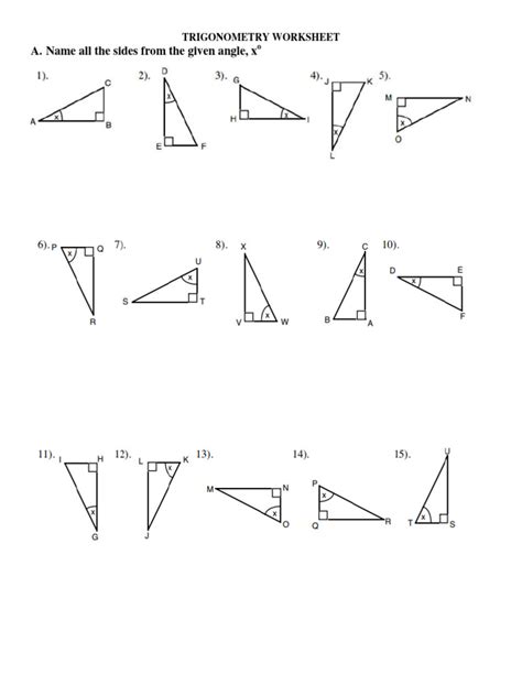 Trigonometry Basic Worksheet Pdf