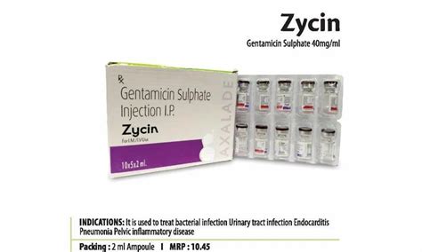 Zycin Injection 2 Ml 40 Mg At ₹ 10 45 Vial In Kanpur Id 2855308237991
