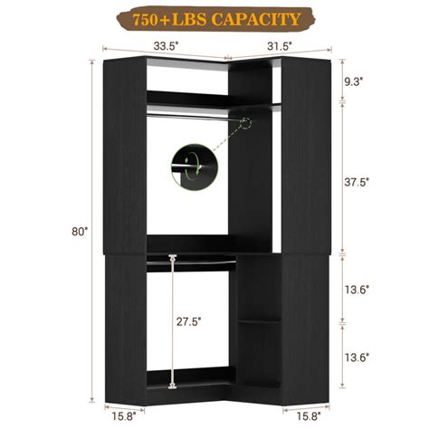 Aheaplus 34 Corner Closet System With 2 Hanging Rods And Open Storage