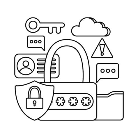 Premium Vector Outline Cyber Security Illustration