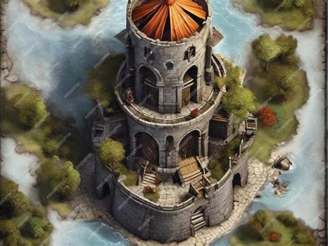 Dnd Tower Battlemap Top Down View Premium Ai Generated Image