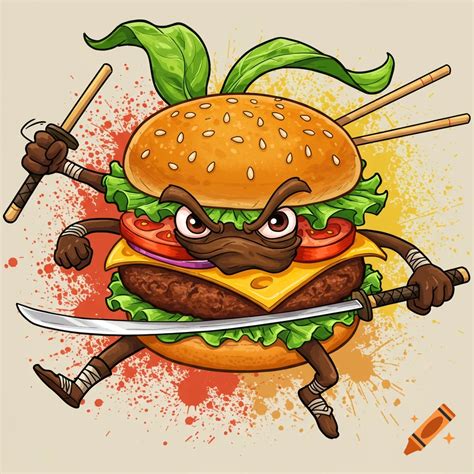 Burger Cartoon With Face