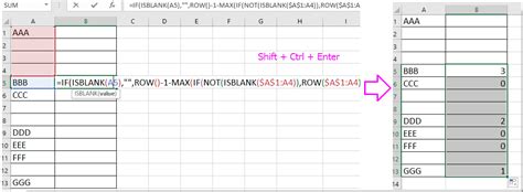How To Count Number Of Continuous Blank Cells In Excel