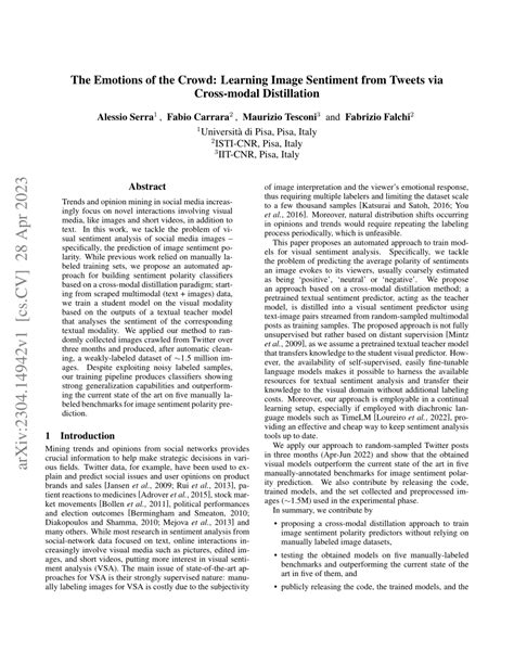 Pdf The Emotions Of The Crowd Learning Image Sentiment From Tweets Via Cross Modal Distillation