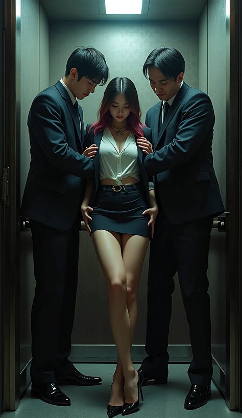 They Are Standing In An Elevator With A Woman In A Skirt Seaart Ai