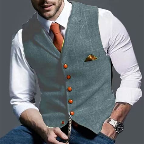 Mens Retro Printed Waistcoat Vest Formal Plaid Herringbone Slim