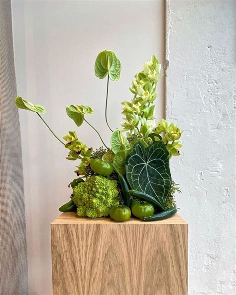 Green Floral Arrangement For Home Decor Fresh Green Produce Arrangement Green Vegetable