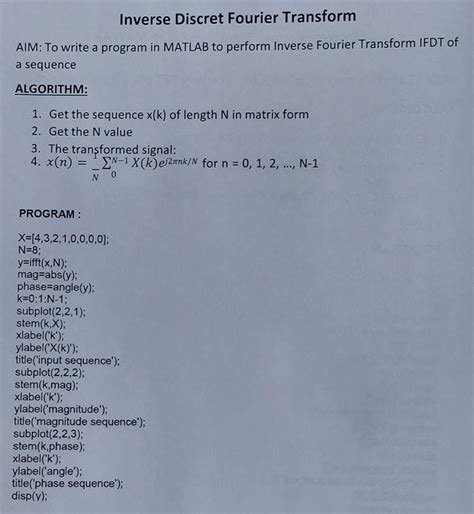 Solved Question Lab Exercise Discrete Fourier Transform Using MATLAB Answer