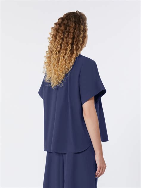 Cotton Poplin Crew Neck Shirt Navy Weekend Max Mara