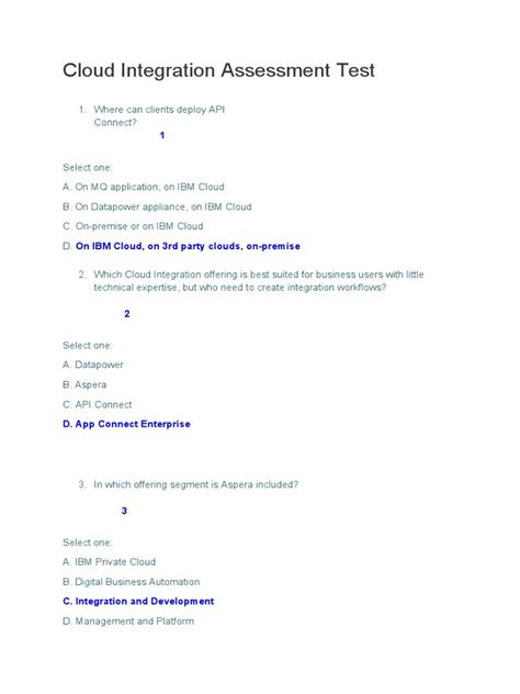 Cloud Integration Assessment Test Pdf Cloud Computing Platform As