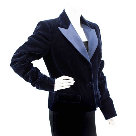 Ysl Blue Velvet Tuxedo Jacket Runway Fall 2002 Sold