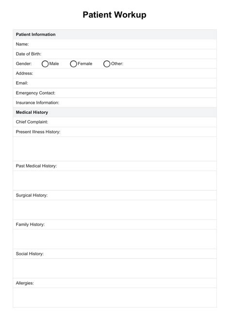 Patient Workup Template