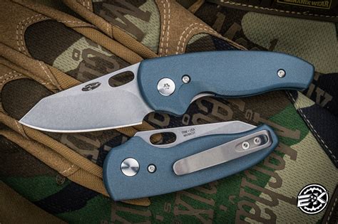 Three Rivers Manufacturing Custom Trm Nerd Folding Knife Blue Milled Titanium 2 2 Magnacut