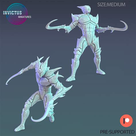 3d Printable One Eye Allien Infantry Space Cyclops Double Blade