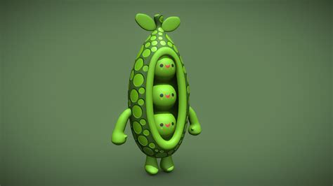 3d Cartoon Character Glorious Pea Model Turbosquid 2168427