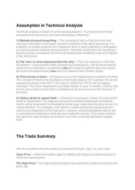 Assumption In Technical Analysis Assumption In Technical Analysis